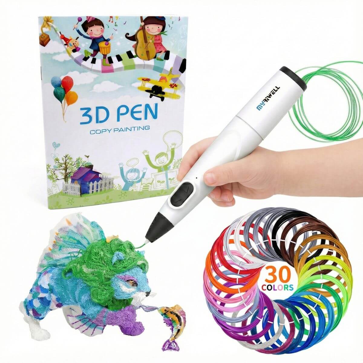 Premium 3D Printing Pen for NZ Kids - 30 Colors Filaments Bundle