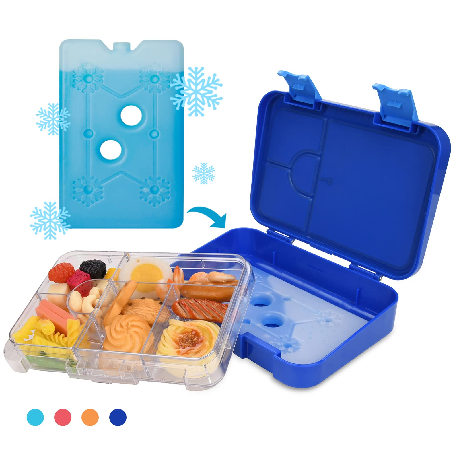 Kids Leak Proof Bento Lunch Boxes with Removable Ice Pack Blue